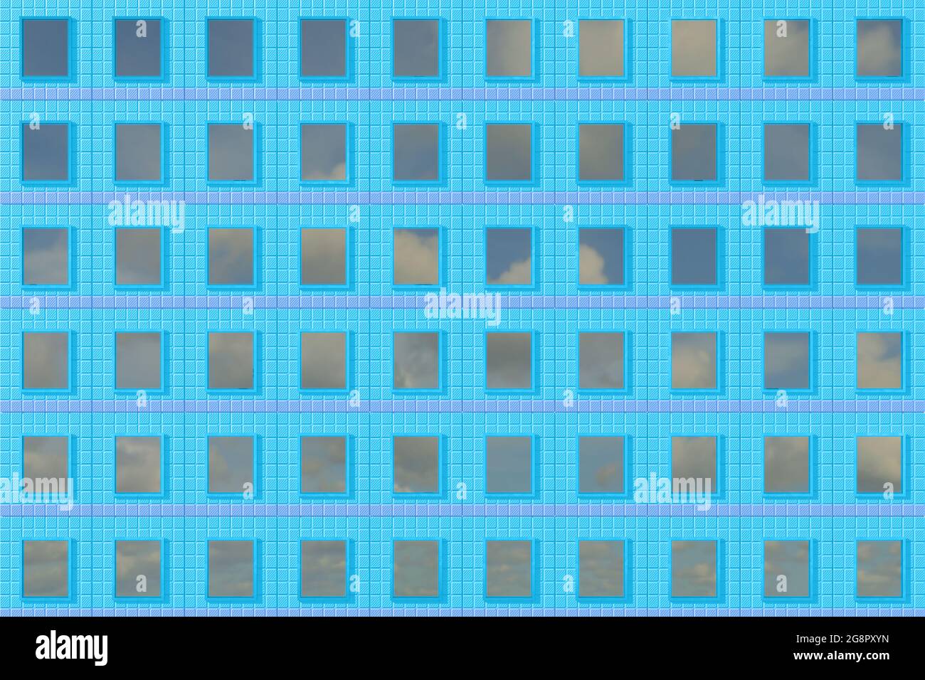 3D illustration. Orderly succession of windows that create a texture ...