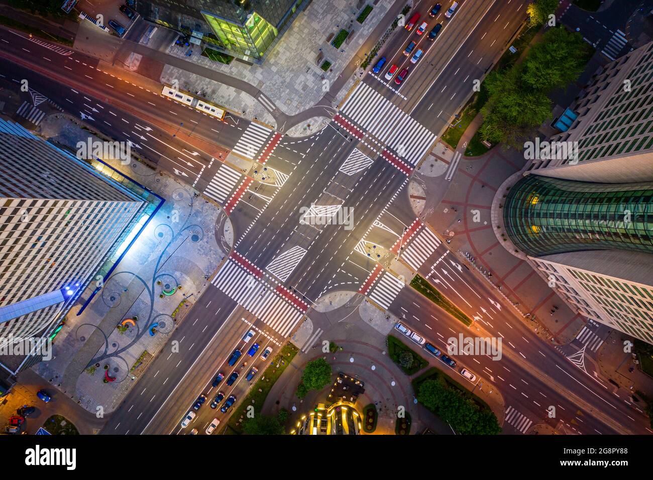 Abstract aerial top down view of crossroad Stock Photo - Alamy