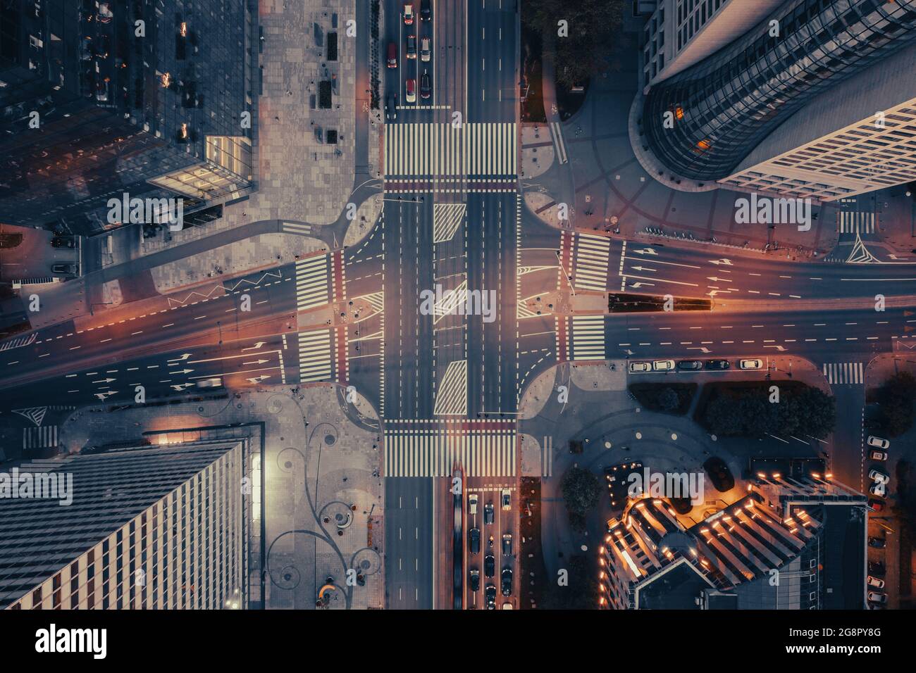 Abstract aerial top down view of crossroad Stock Photo - Alamy