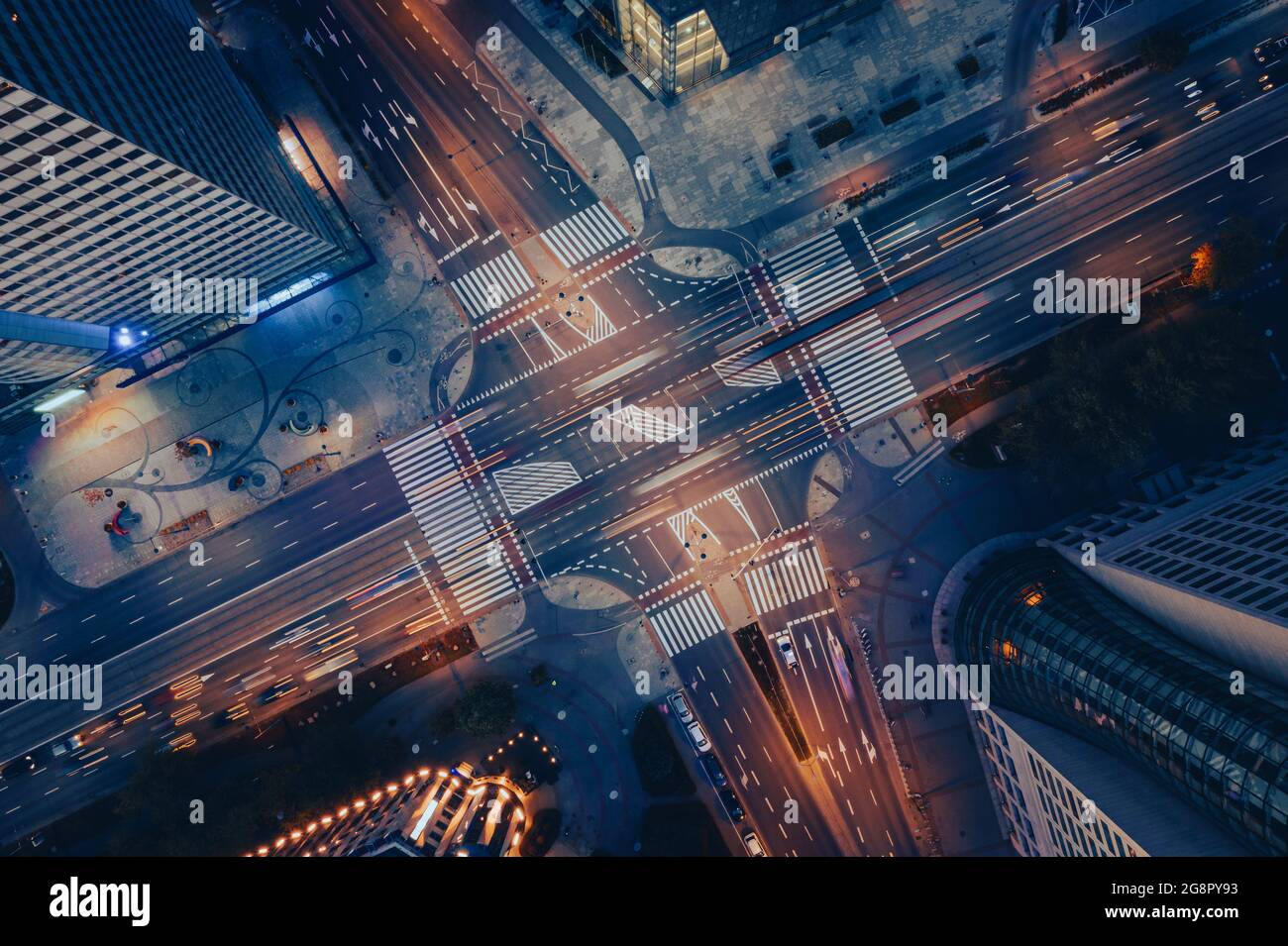 Abstract aerial top down view of crossroad Stock Photo - Alamy