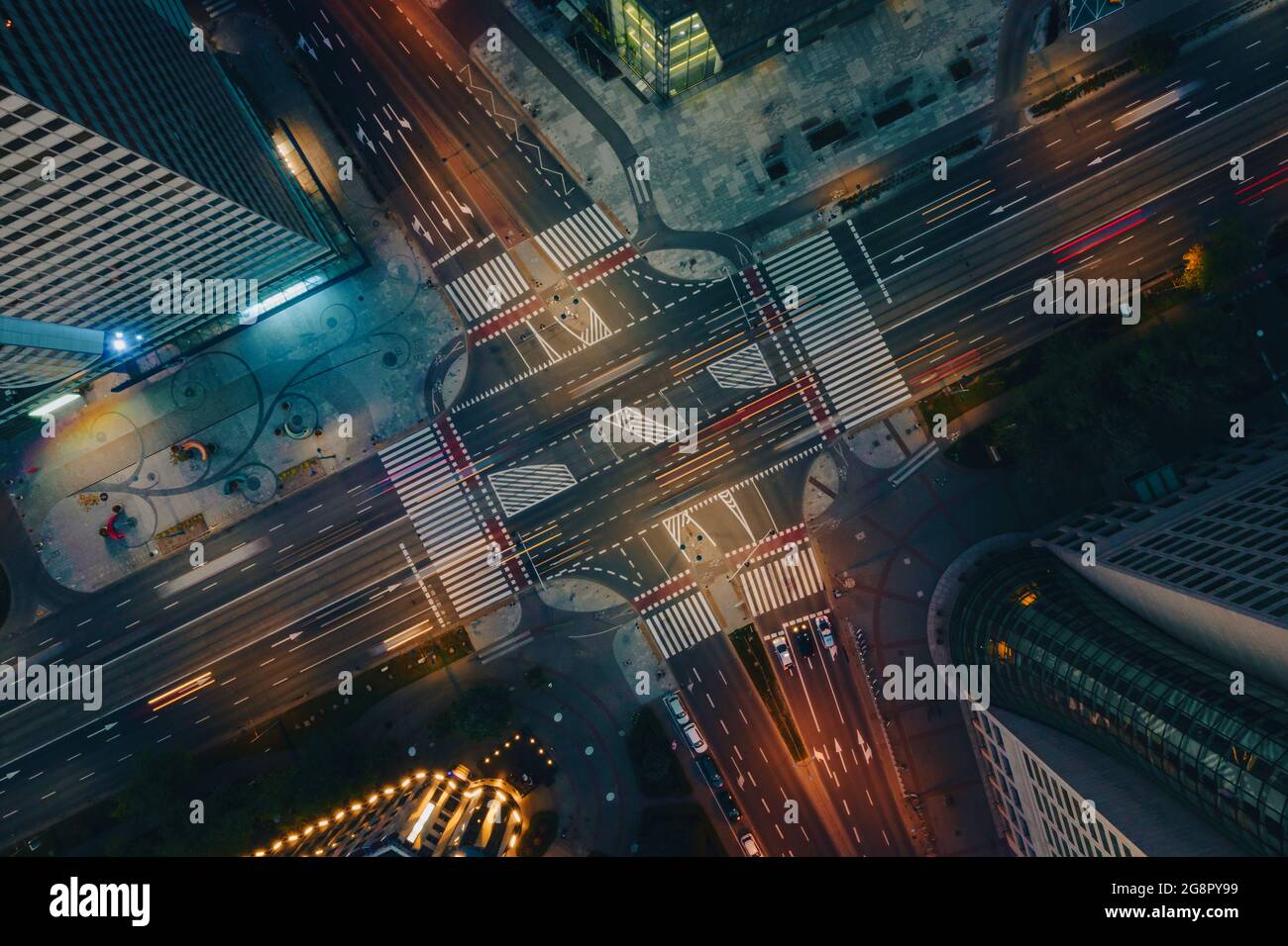 Abstract aerial top down view of crossroad Stock Photo - Alamy