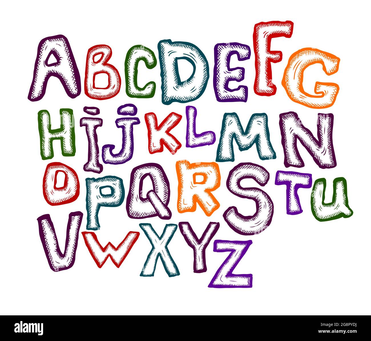 Colorful letters. Cheerful graphic letters. Vector illustration Stock ...