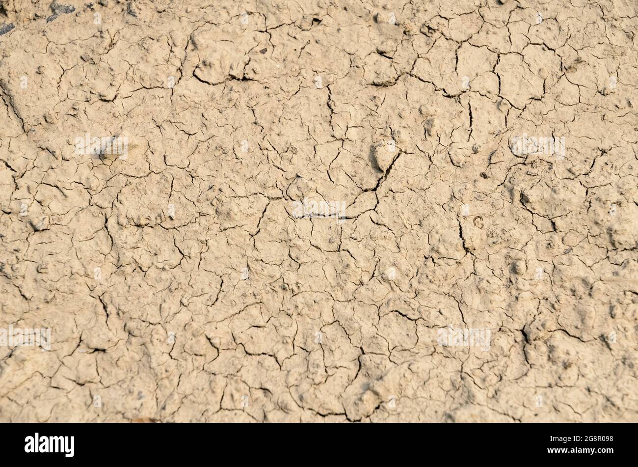 Dry soil, cracked muddy ground, dried mud with cracks, view from ...