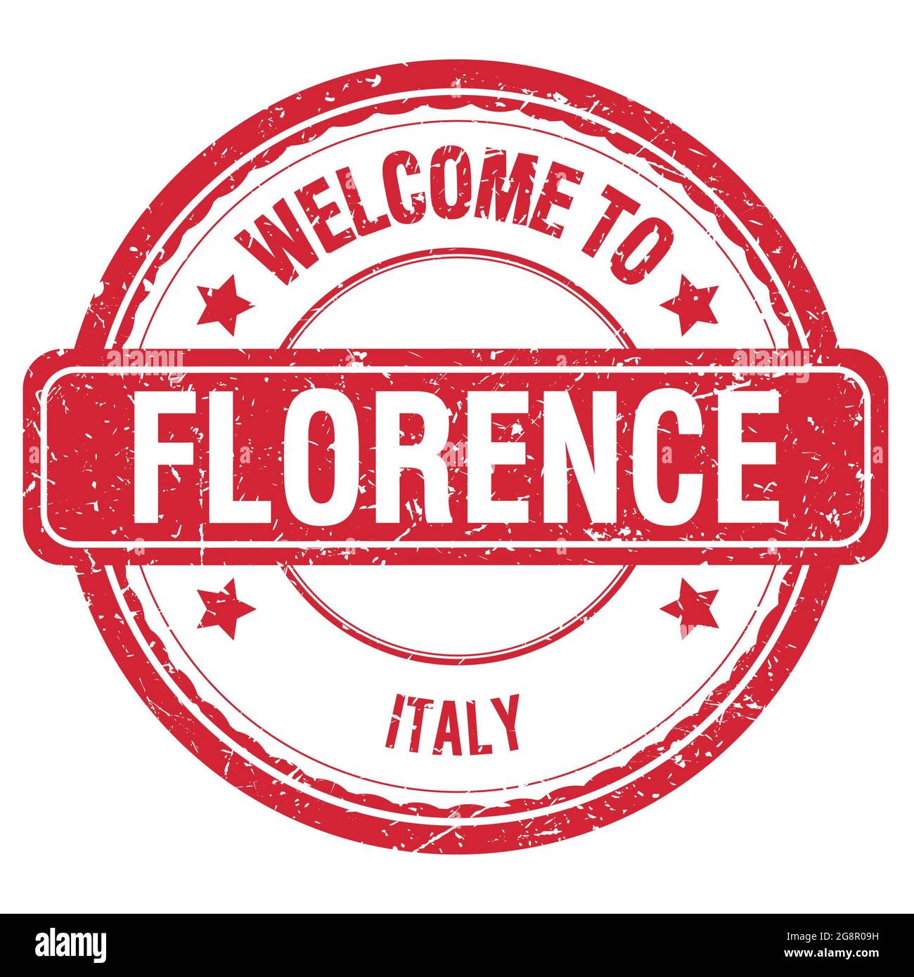 WELCOME TO FLORENCE - ITALY, words written on red grungy stamp Stock ...