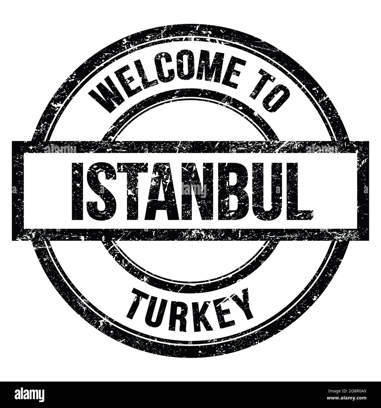 WELCOME TO ISTANBUL - TURKEY, words written on black round simple stamp ...