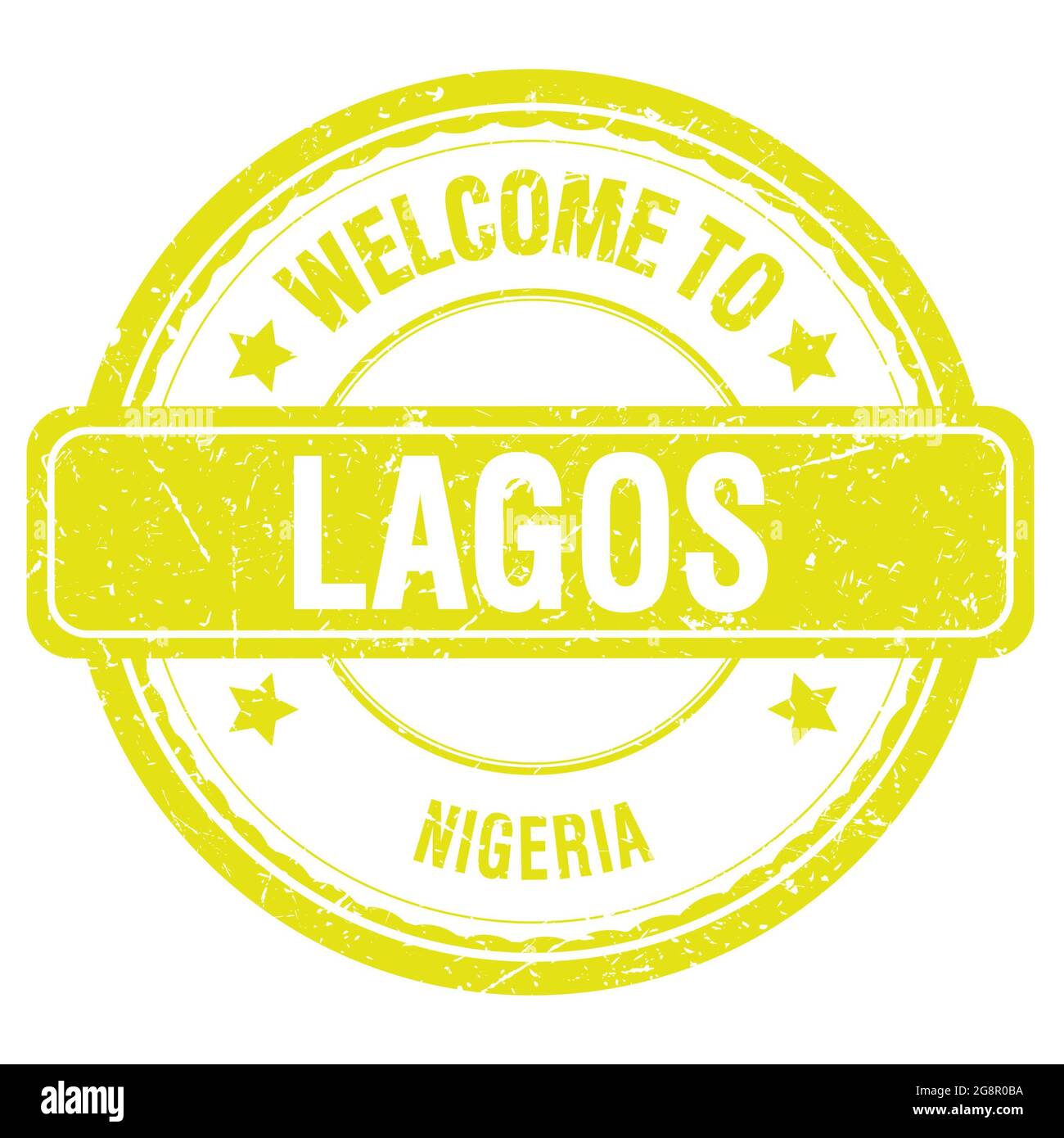 WELCOME TO LAGOS - NIGERIA, words written on yellow grungy stamp Stock ...