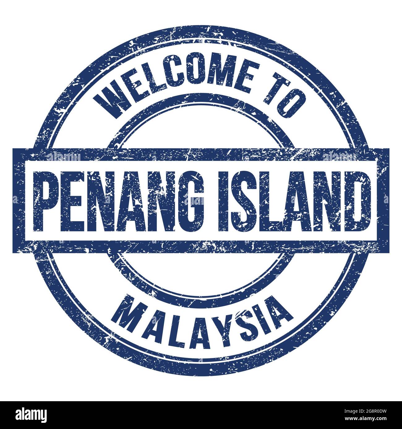 WELCOME TO PENANG ISLAND - MALAYSIA, words written on blue round simple ...