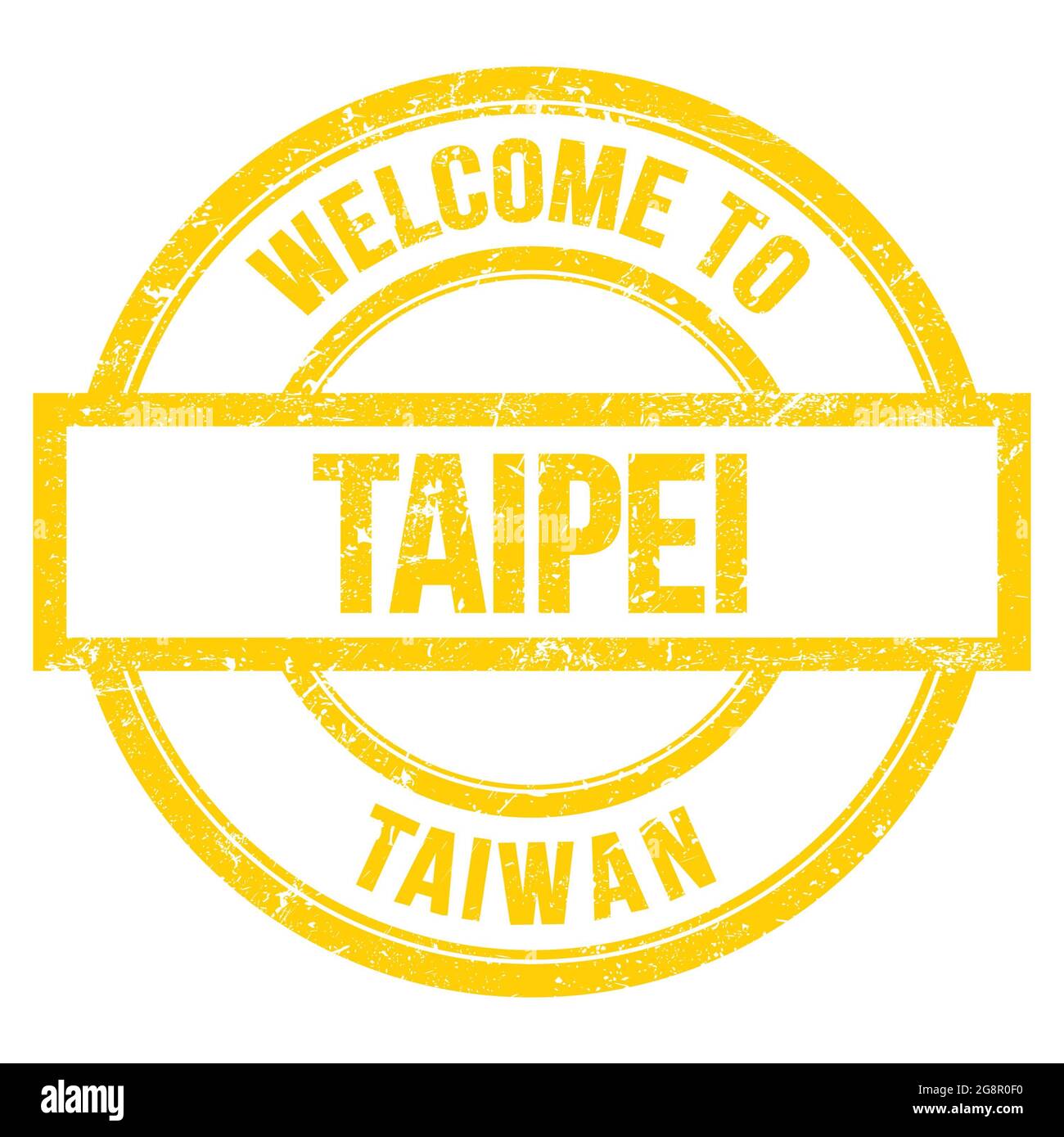 WELCOME TO TAIPEI - TAIWAN, words written on yellow round simple stamp ...
