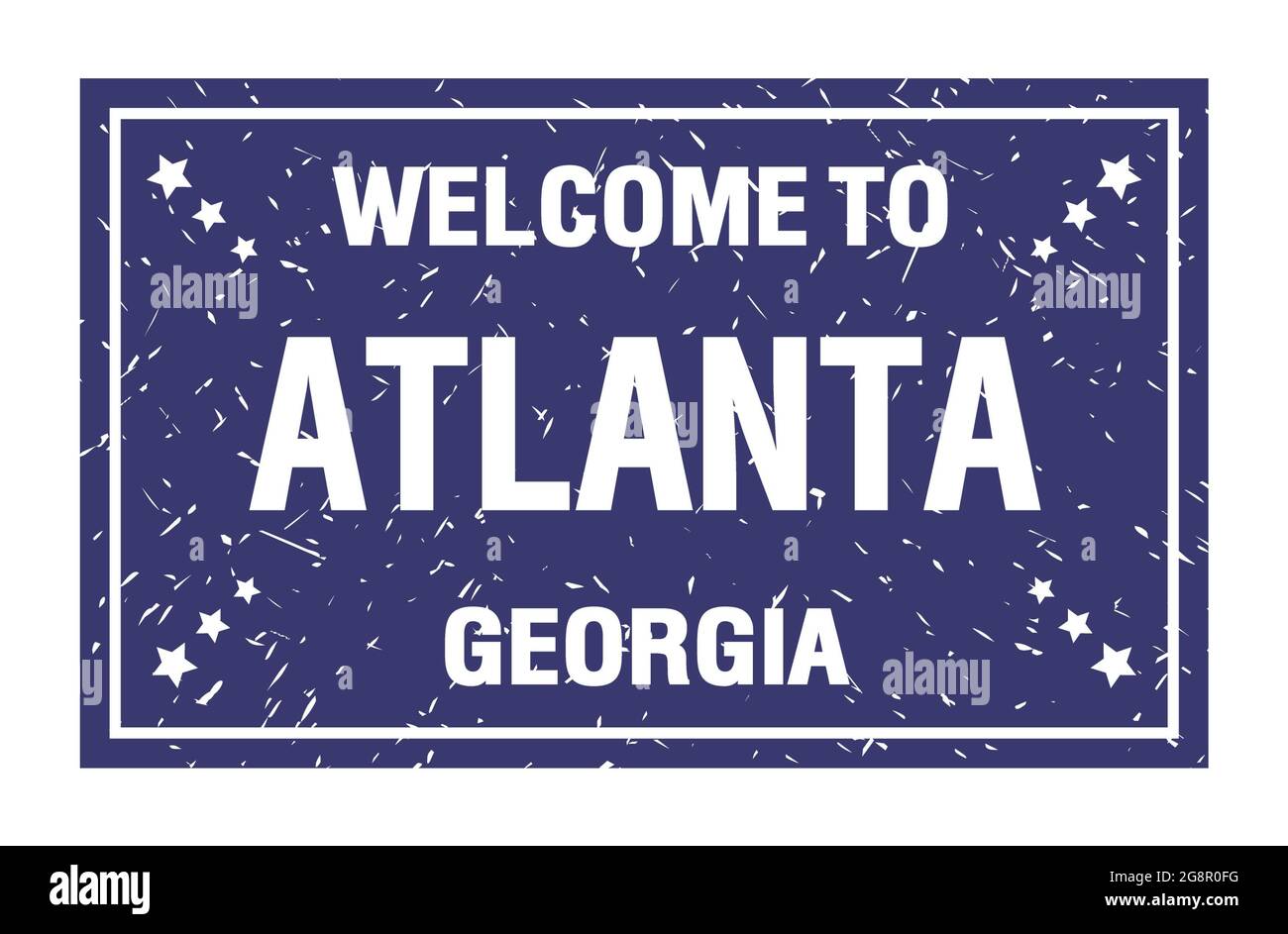 WELCOME TO ATLANTA - GEORGIA, words written on blue rectangle flag ...