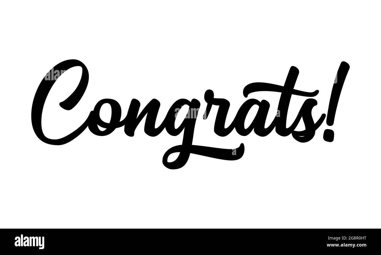 Hand sketched Congrats word as banner or logo. Lettering for header ...