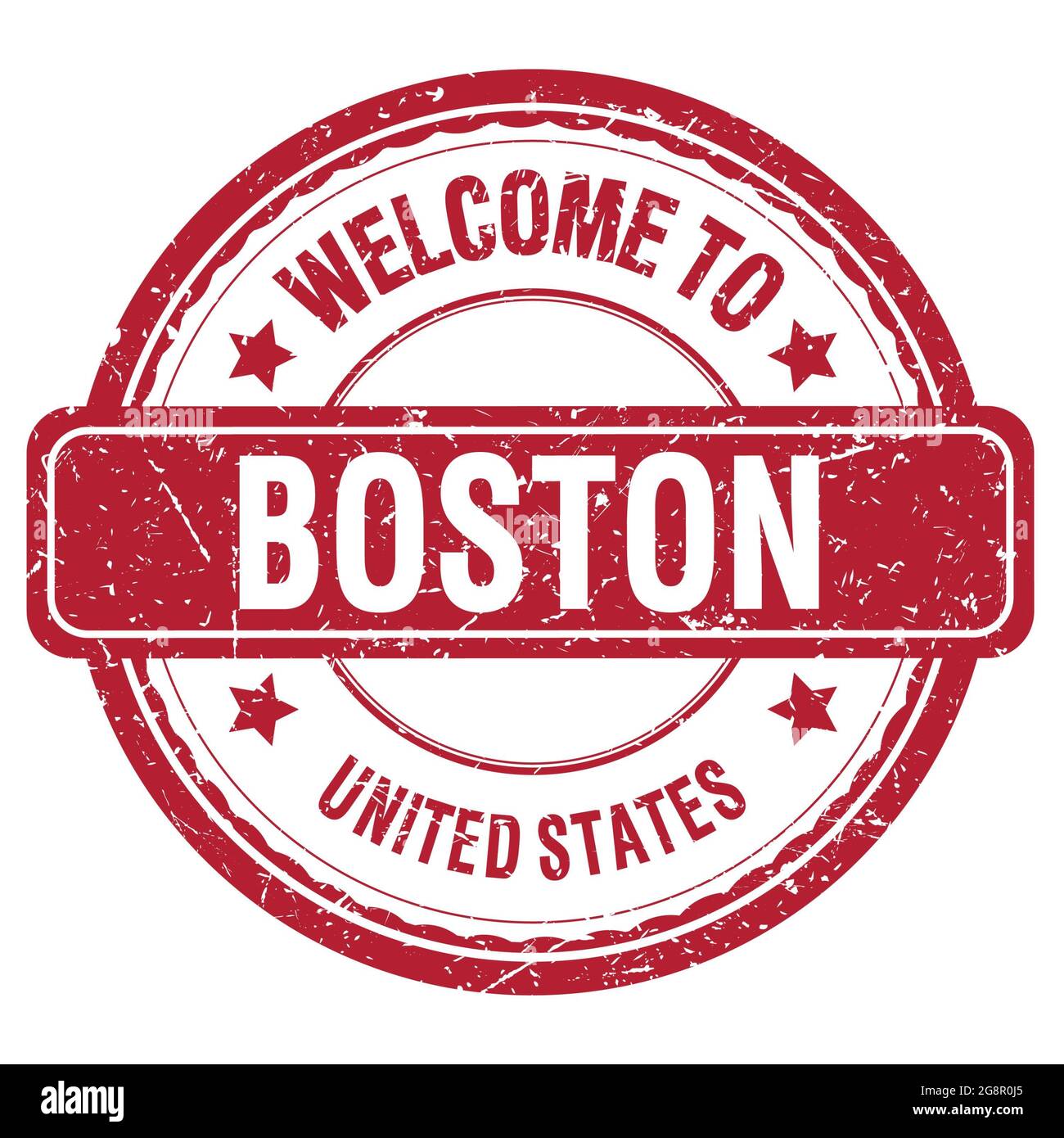 WELCOME TO BOSTON - UNITED STATES, words written on red grungy stamp ...