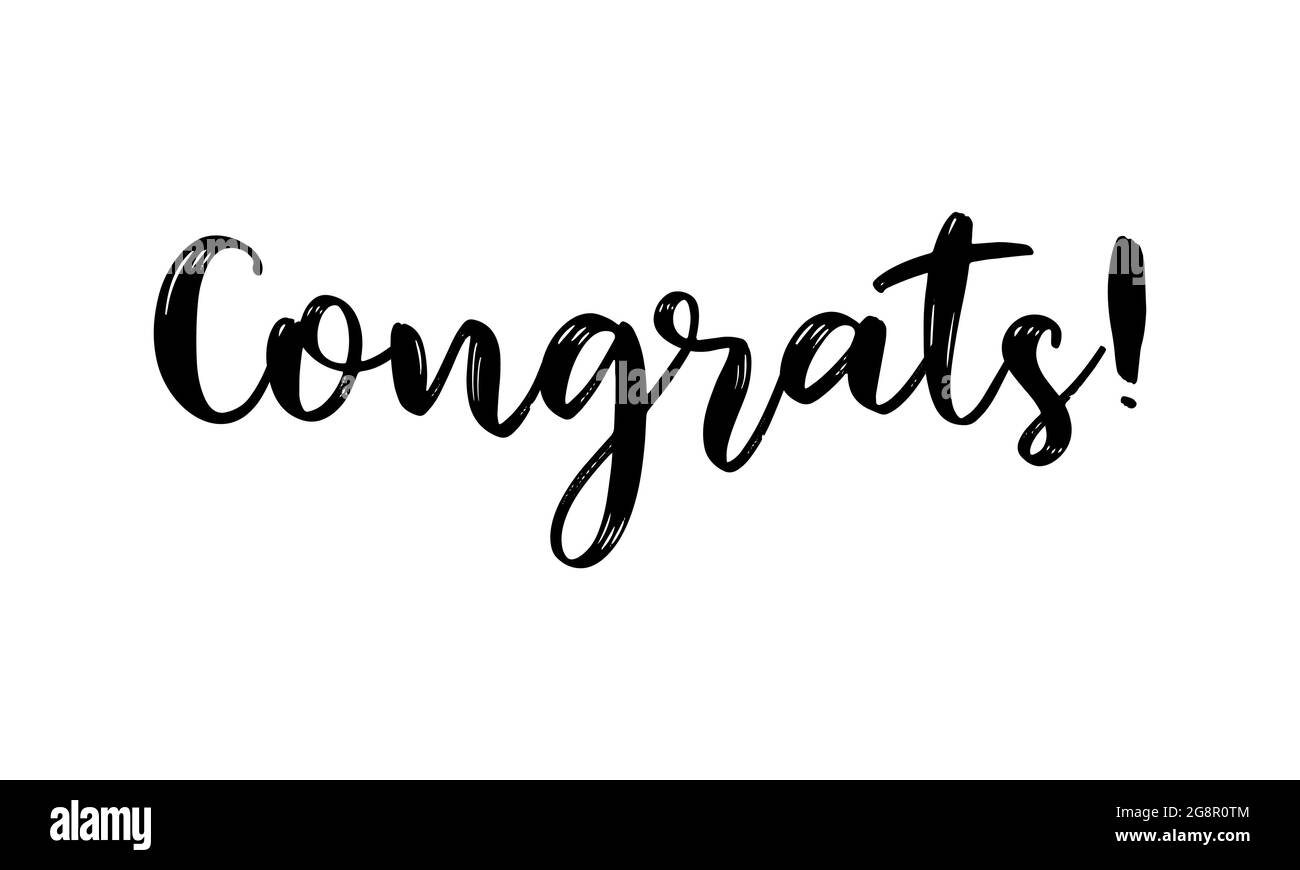 Hand sketched Congrats word as banner or logo. Lettering for header ...