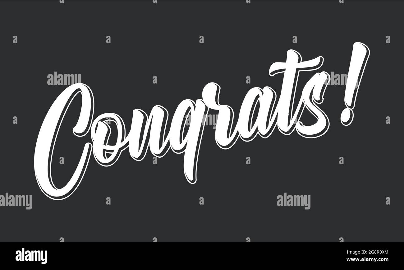 Hand sketched Congrats word as banner or logo. Lettering for header ...