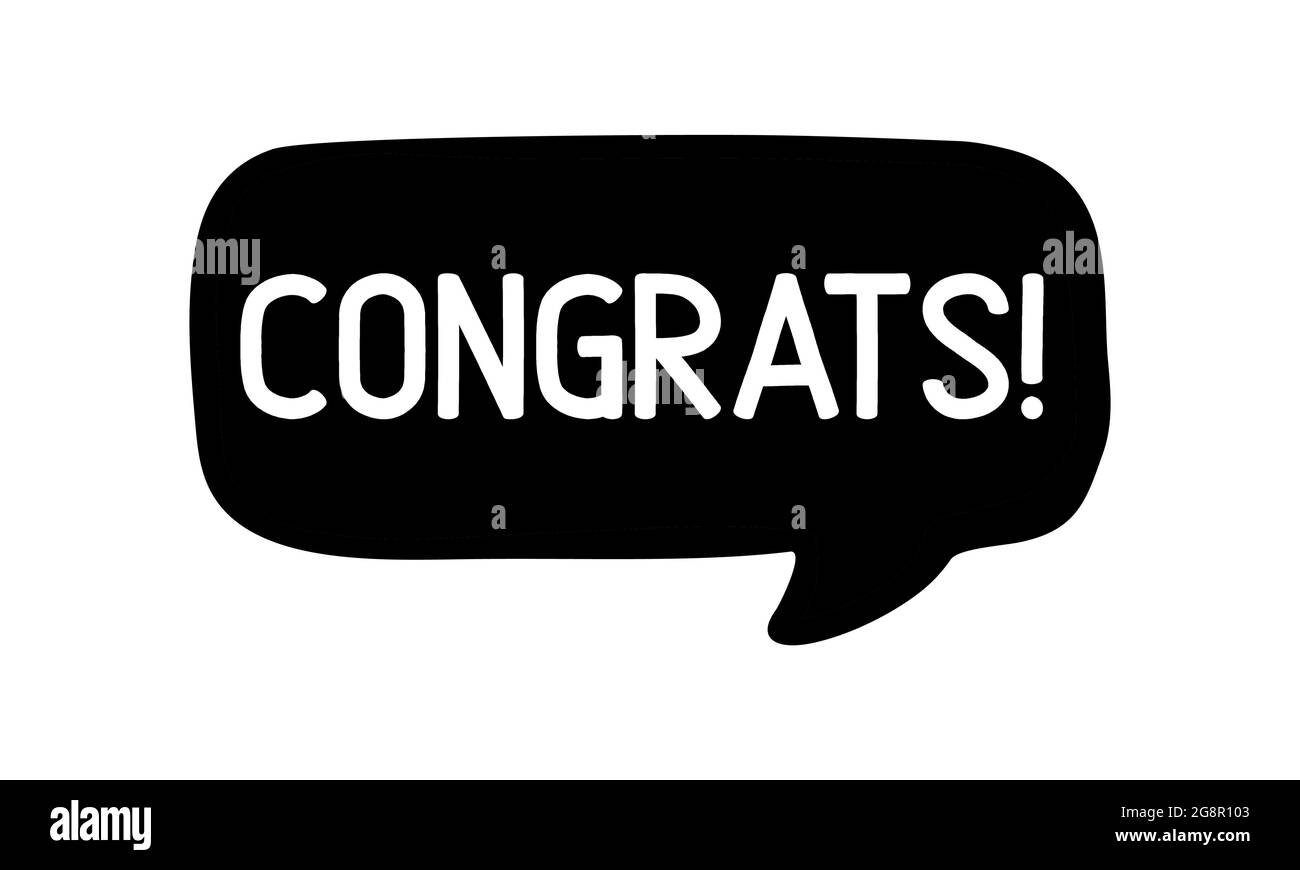 Hand sketched Congrats word as banner or logo. Lettering for header ...