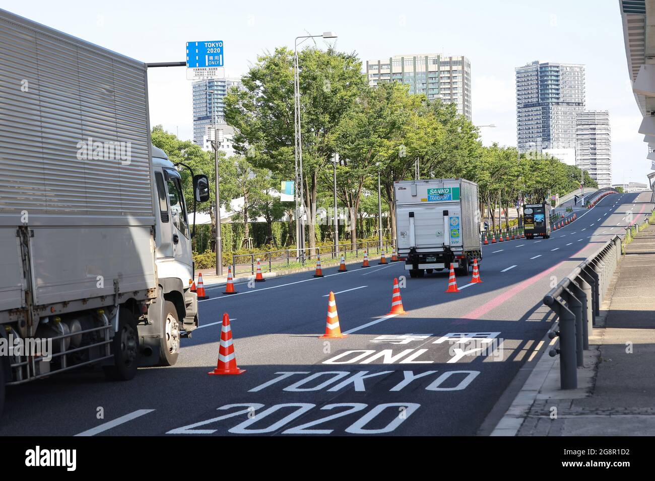 Olympic vehicle lanes to be used at the Tokyo Olympics. The area around ...