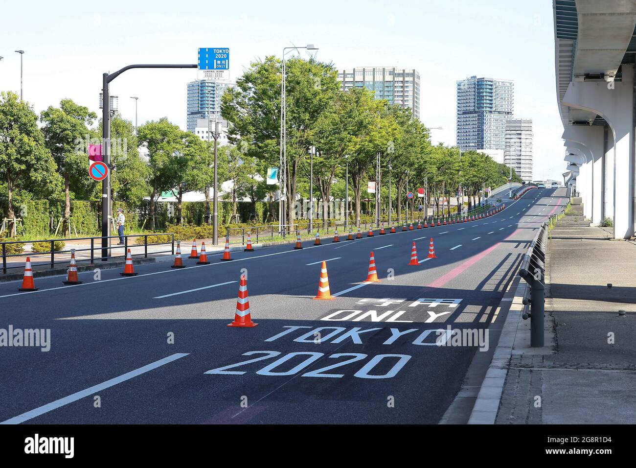 Olympic vehicle lanes to be used at the Tokyo Olympics. The area around ...