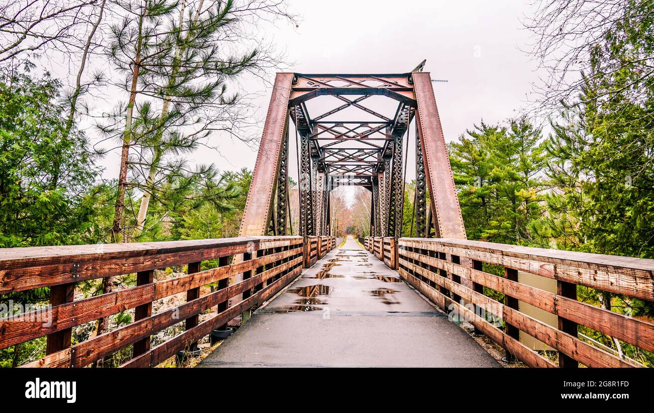 Metal bridge over water in Jay Cooke State Park, Minnesota Stock Photo ...