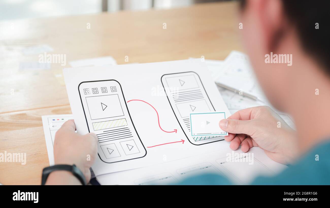 UX or UI designers designing on digital tablet and smartphone ...