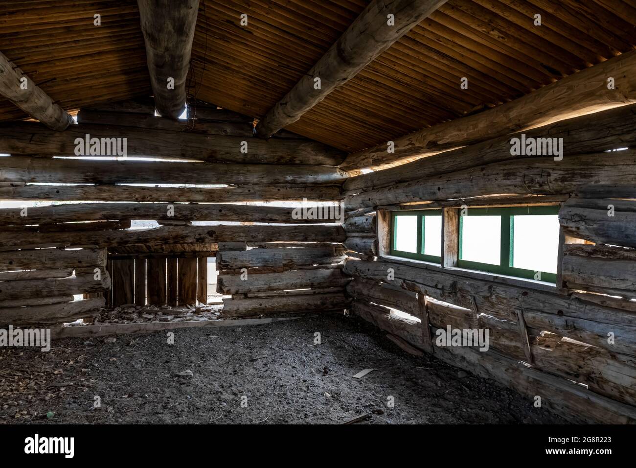 Bunkhouse once used by cowboys at the ML Ranch in Bighorn Canyon ...