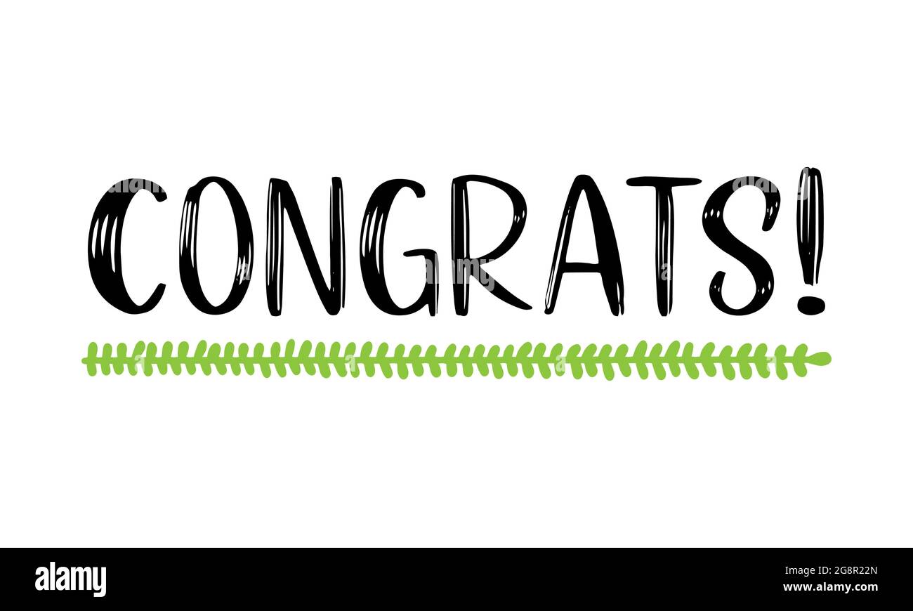 Hand sketched Congrats word as banner or logo. Lettering for header ...