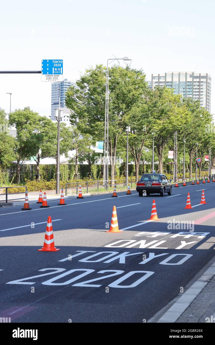 Olympic vehicle lanes to be used at the Tokyo Olympics. The area around ...