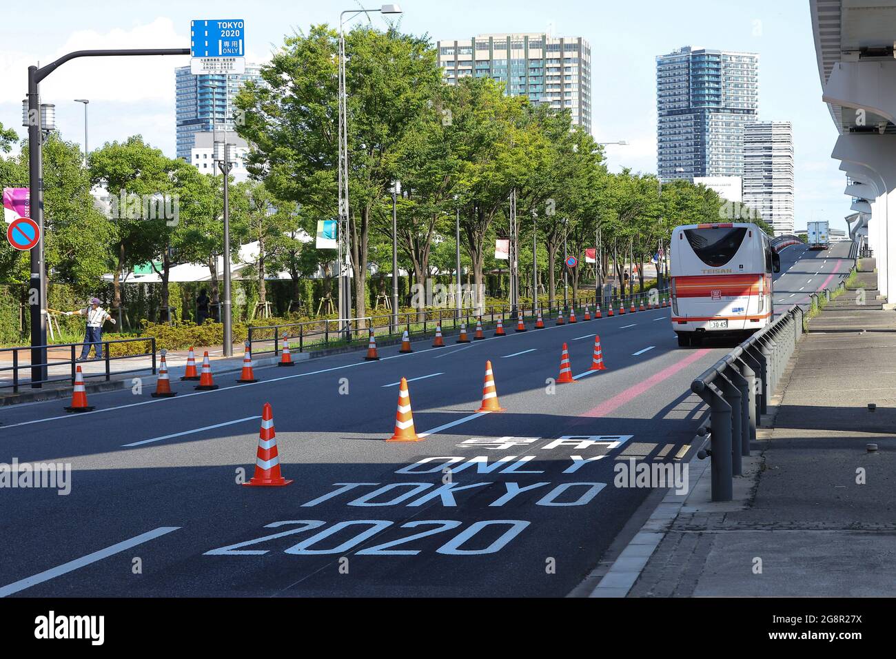Olympic vehicle lanes to be used at the Tokyo Olympics. The area around ...