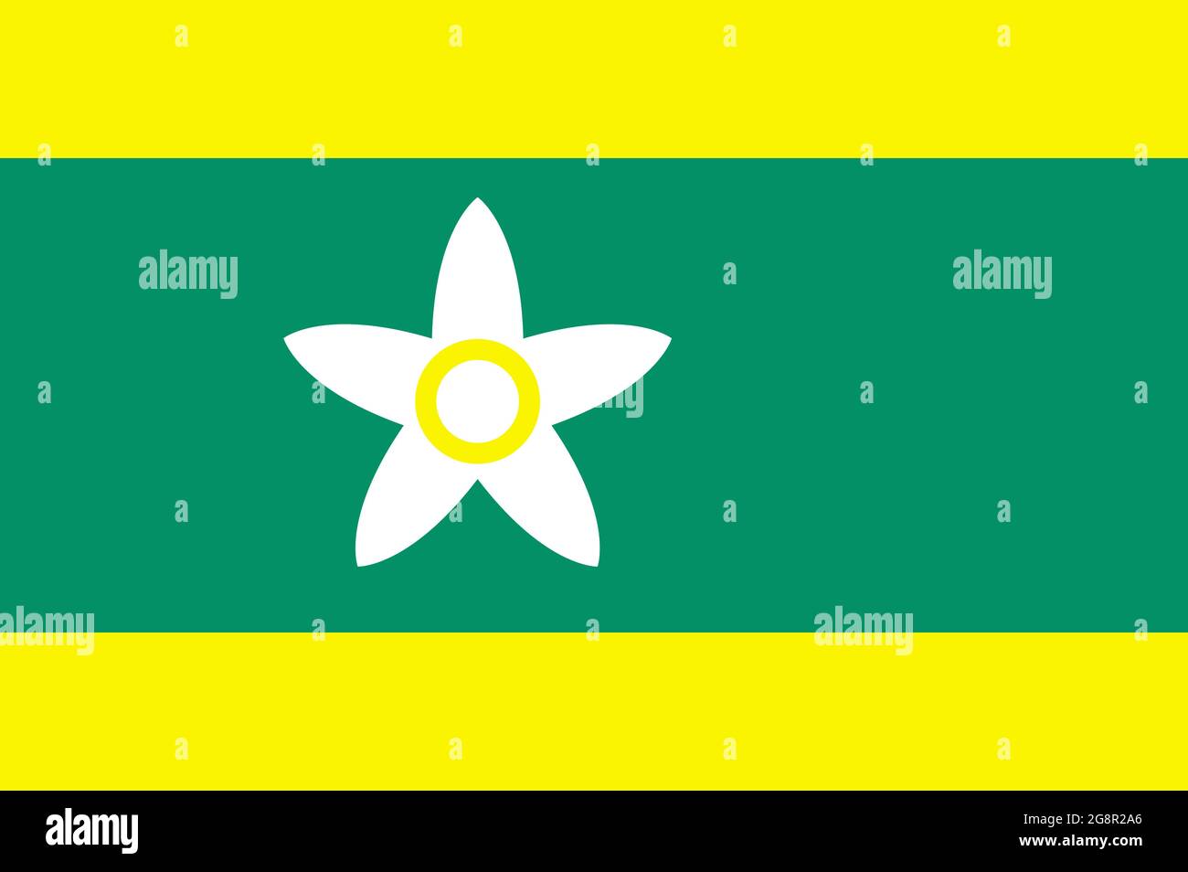 Top view of flag of Ehime prefecture, no flagpole. Plane design, layout ...