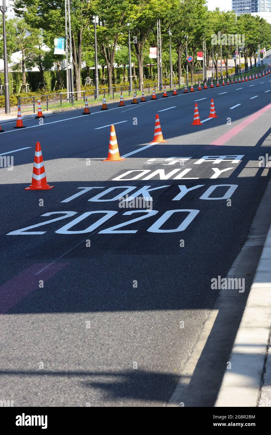 Olympic vehicle lanes to be used at the Tokyo Olympics. The area around ...
