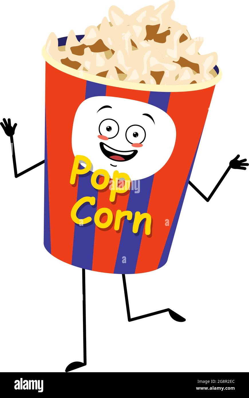 Cute popcorn character in a holiday box with happy emotions Stock ...