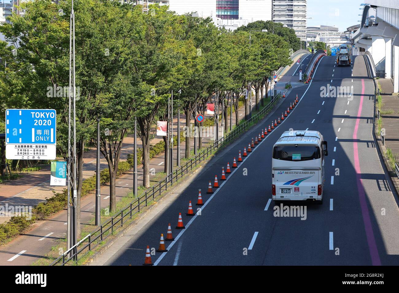 Olympic vehicle lanes to be used at the Tokyo Olympics. The area around ...