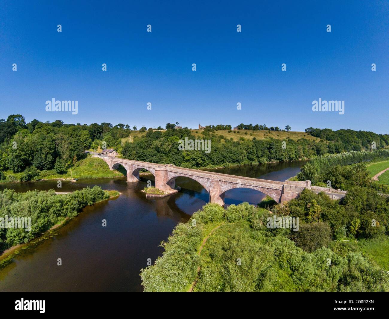 Aerial view of Ladykirk and Norham Bridge though commonly refered to as ...
