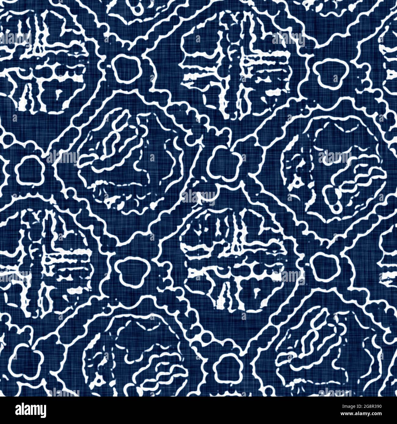 Acid wash blue jean effect texture with decorative linen geo motif ...