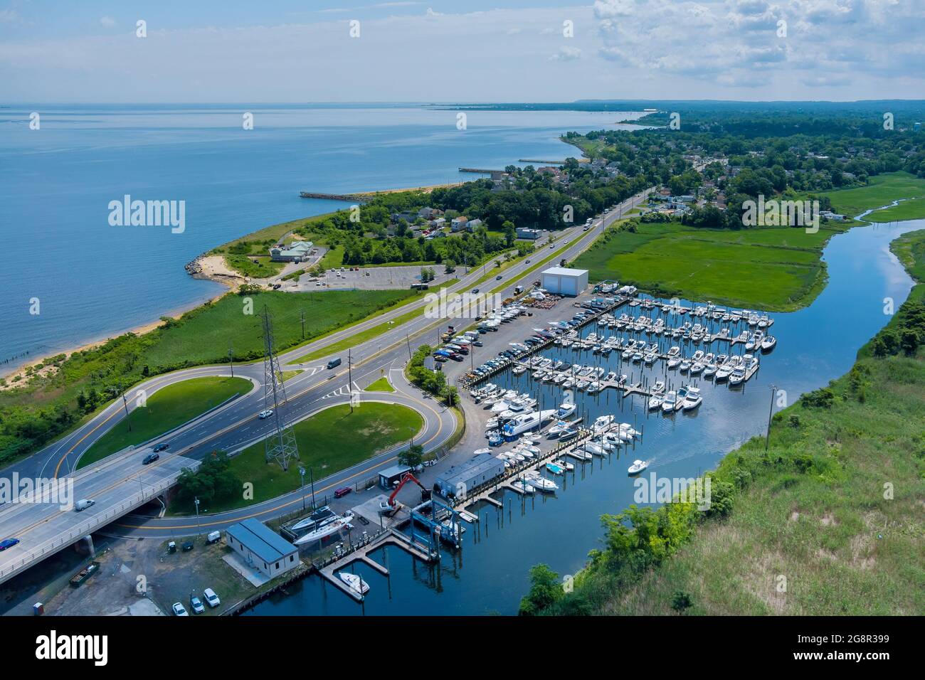 Aerial pier little wood platform for boat in the ocean marina Stock ...