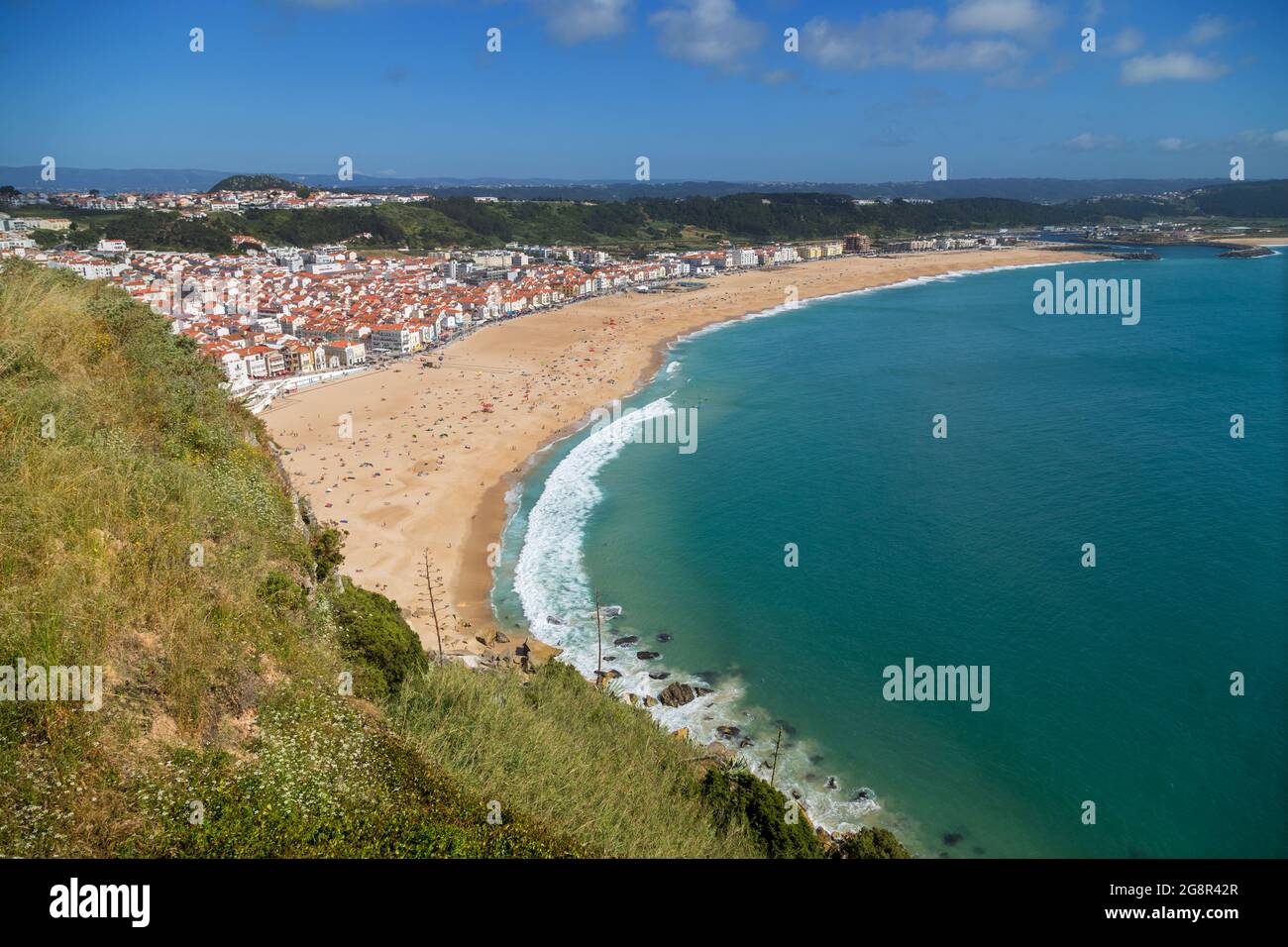 Nazare town and beach from Sitio, Portugal Stock Photo - Alamy