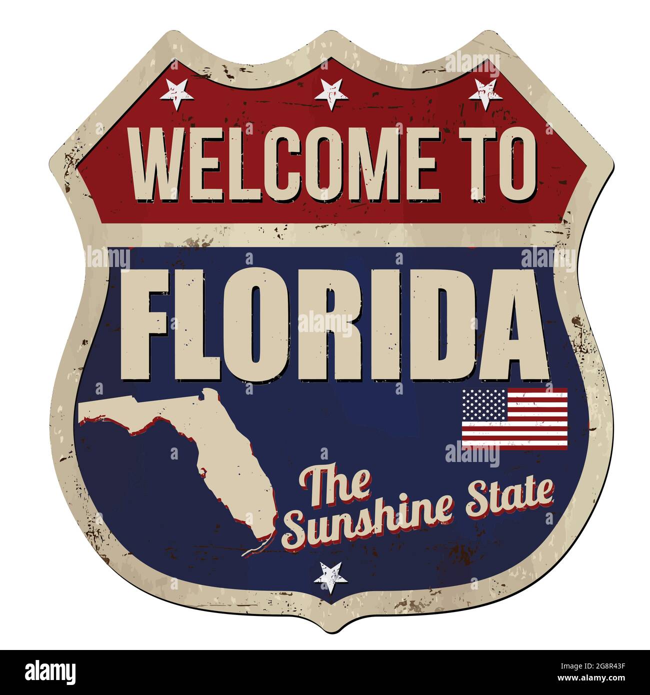 Welcome to Florida vintage rusty metal sign on a white background ...
