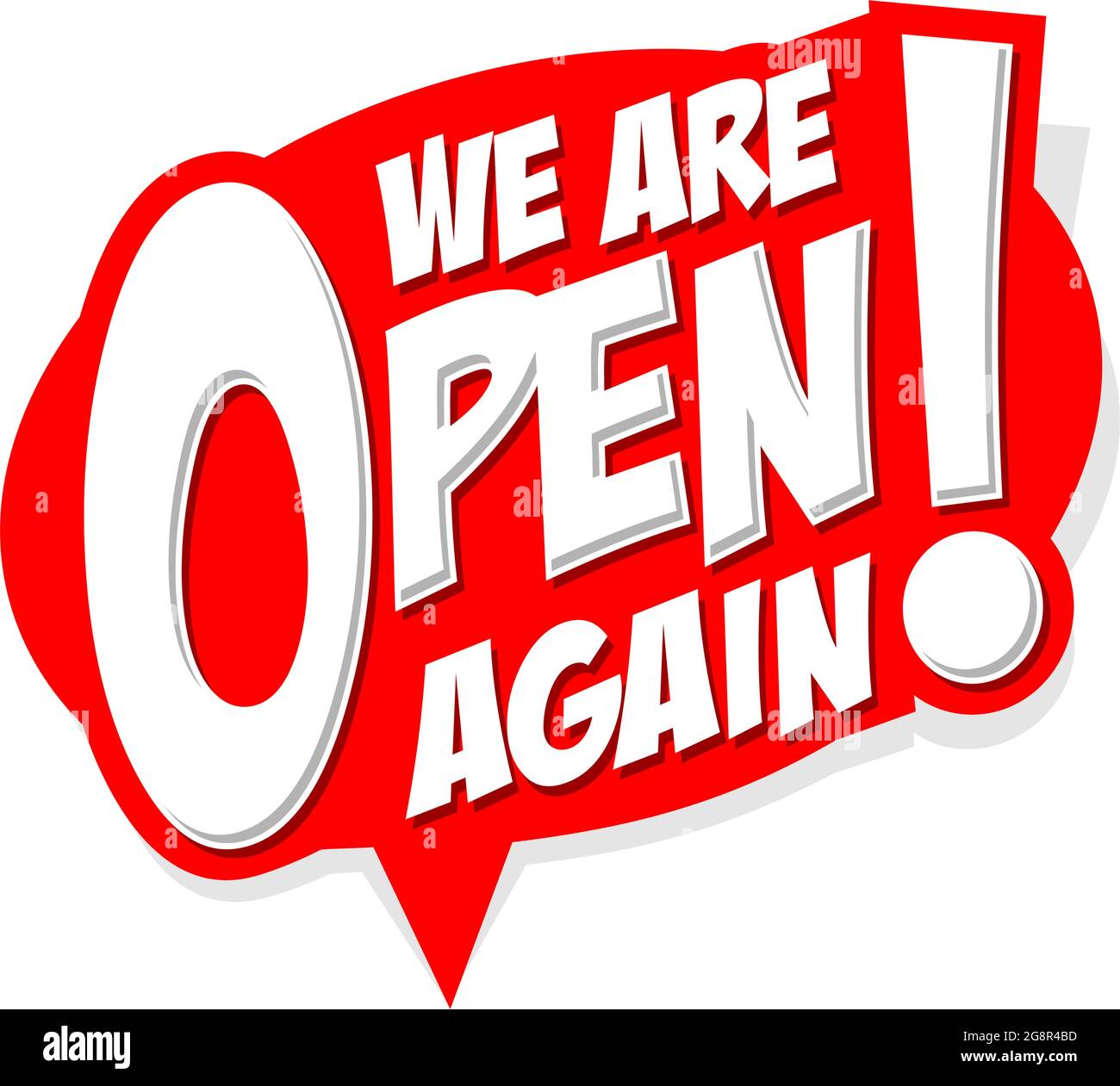 We are open again sticker for web page or facade door. Vector on ...