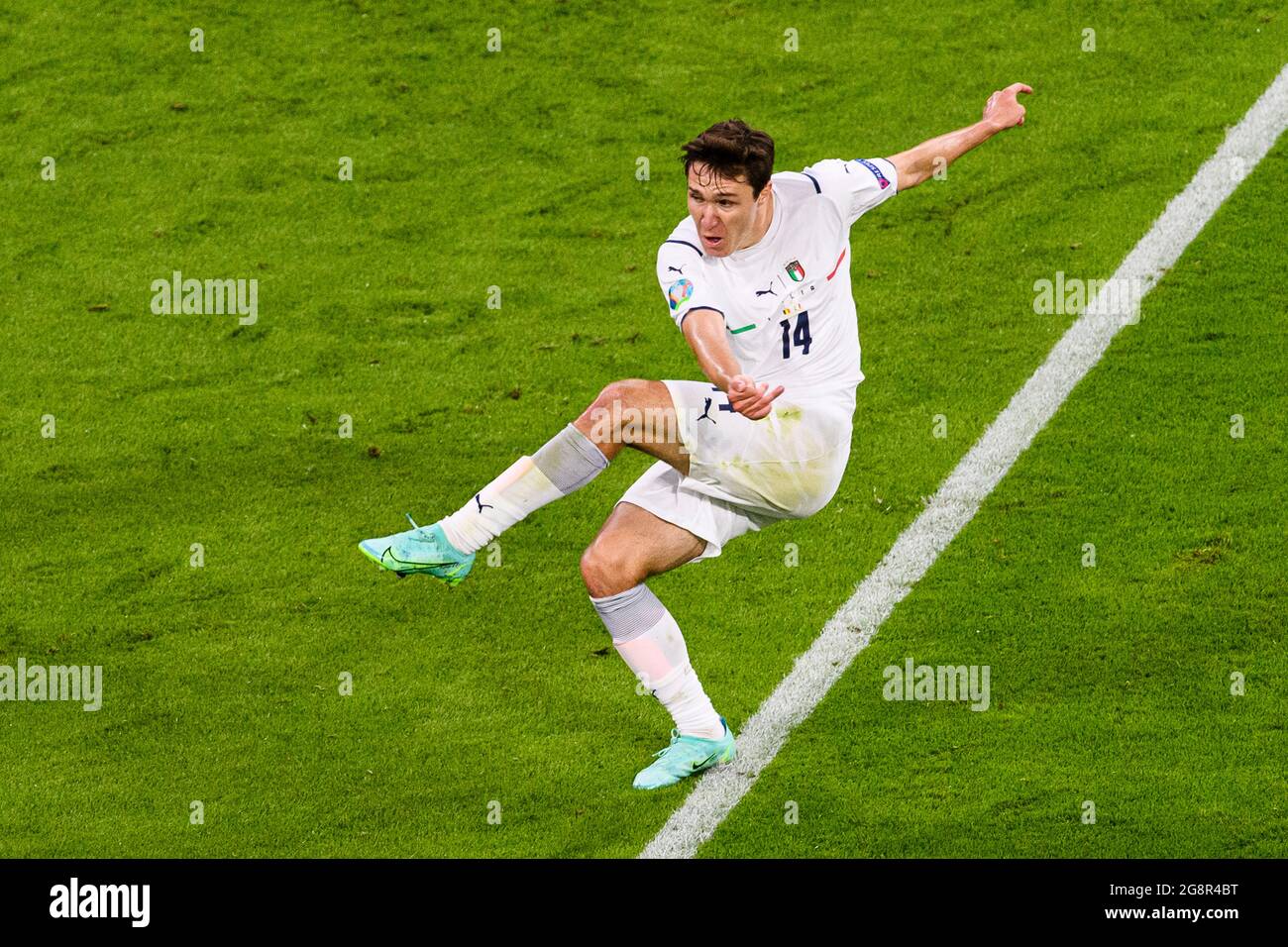 Munich, Germany - 02 July: Federico Chiesa of Italy attempts a kick ...
