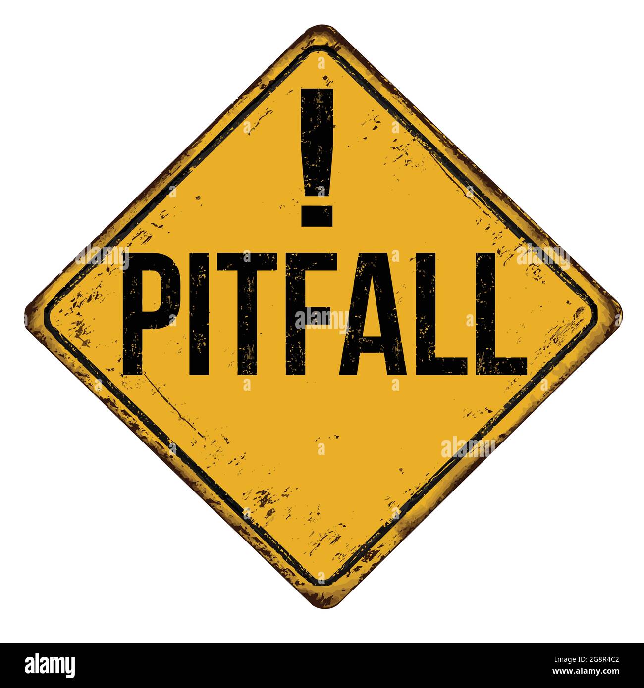 Pitfall vintage rusty metal sign on a white background, vector ...