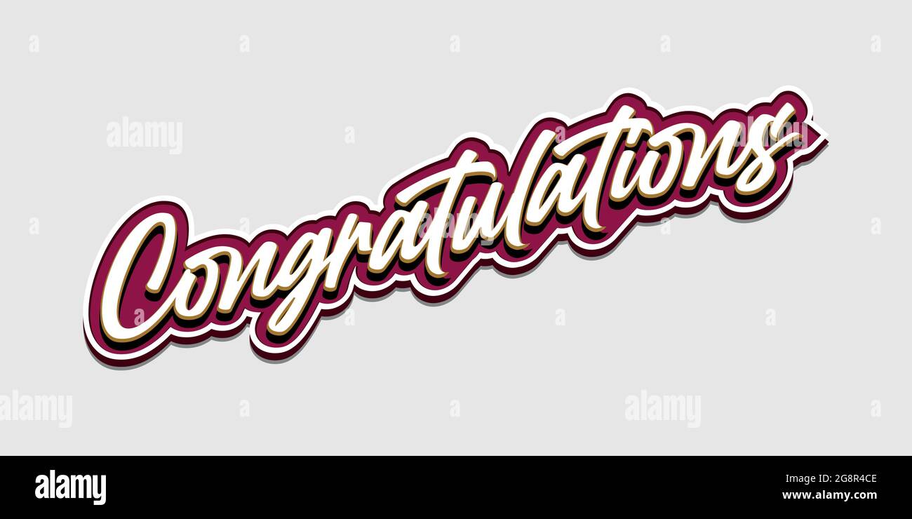Congratulations - Vintage - Lettering, Handwritten, Vector Illustration ...