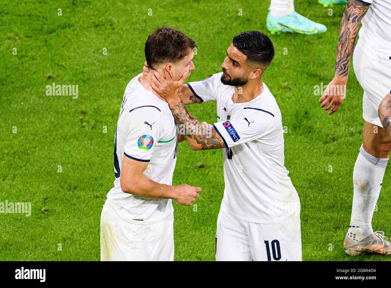 Munich, Germany - 02 July: Nicol˜ Barella of Italy (R) celebrating his ...