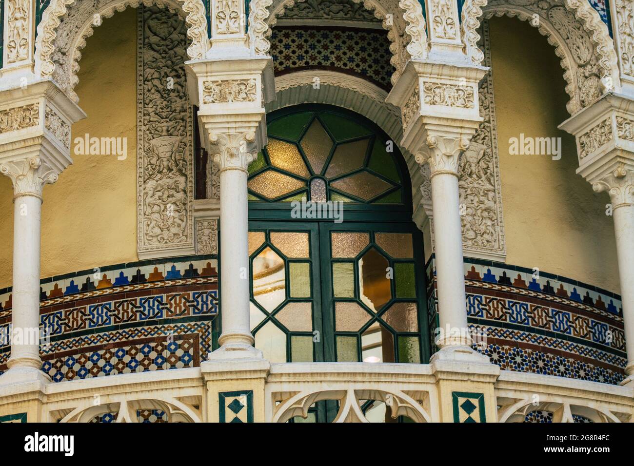 Seville Spain July 21, 2021 Facade of a building in the streets of ...
