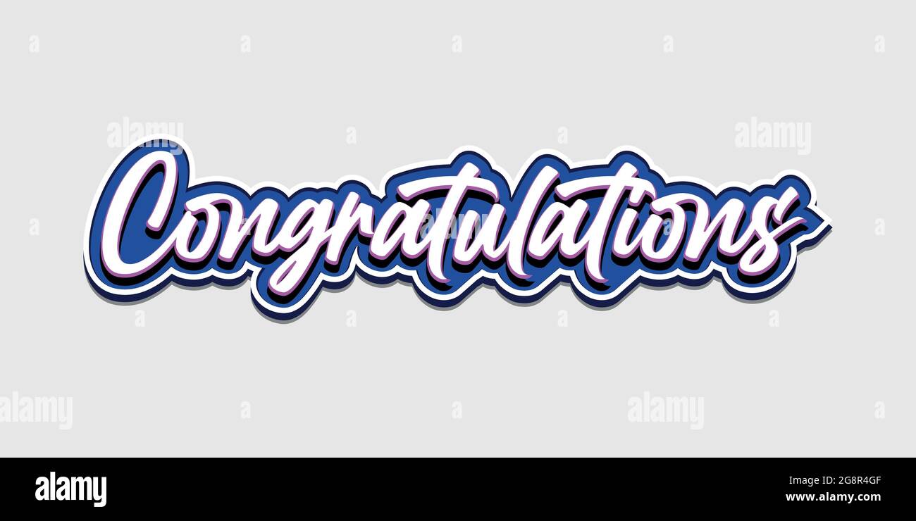 Congratulations - Vintage - Lettering, Handwritten, Vector Illustration ...