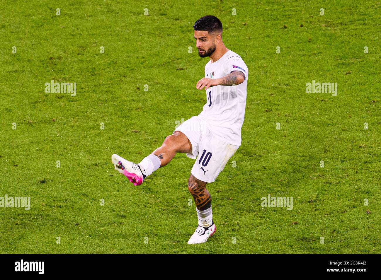 Munich, Germany - 02 July: Lorenzo Insigne of Italy passes the ball ...