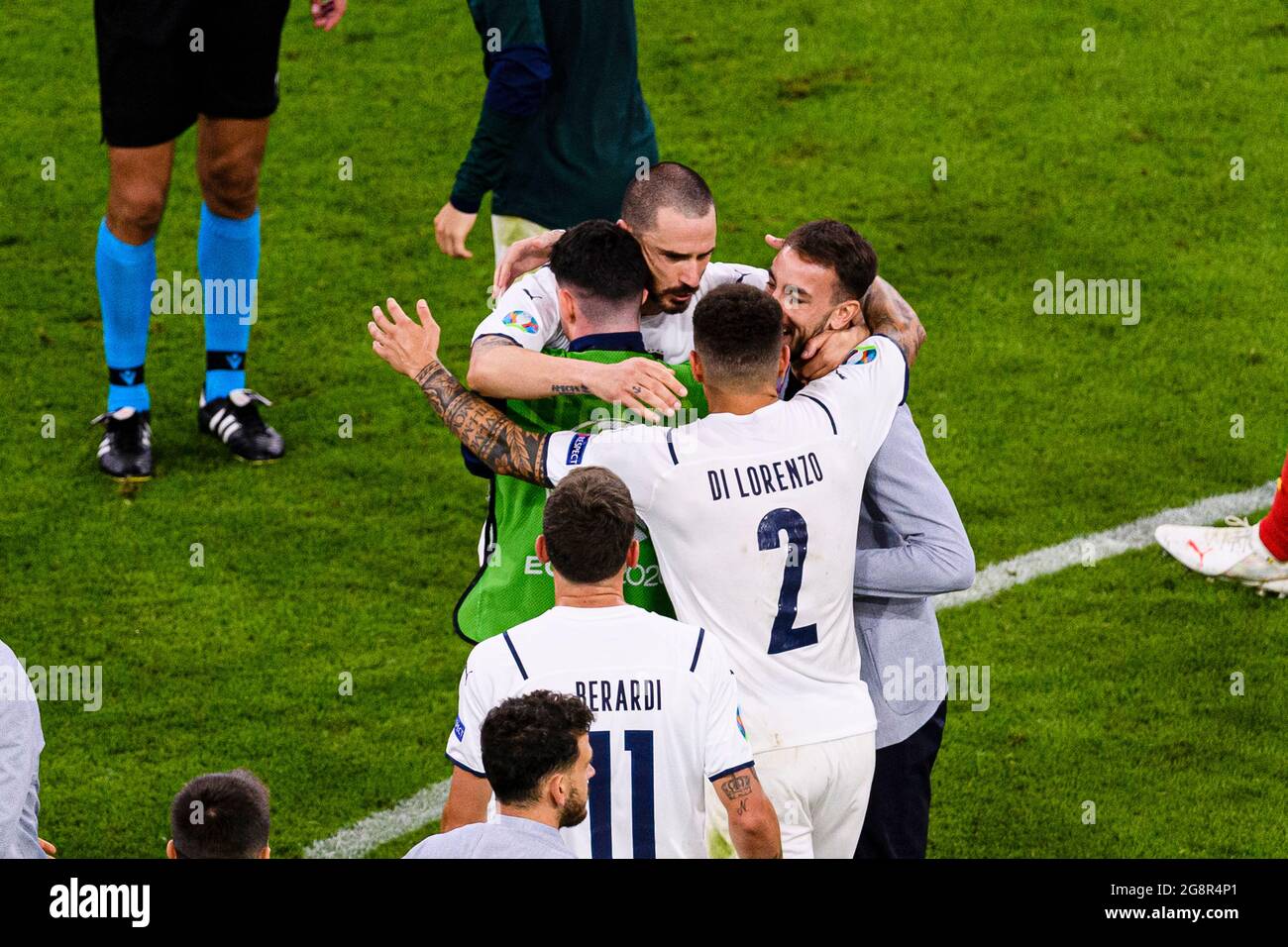 Munich, Germany - 02 July: Leonardo Bonucci of Italy (C) celebrates ...
