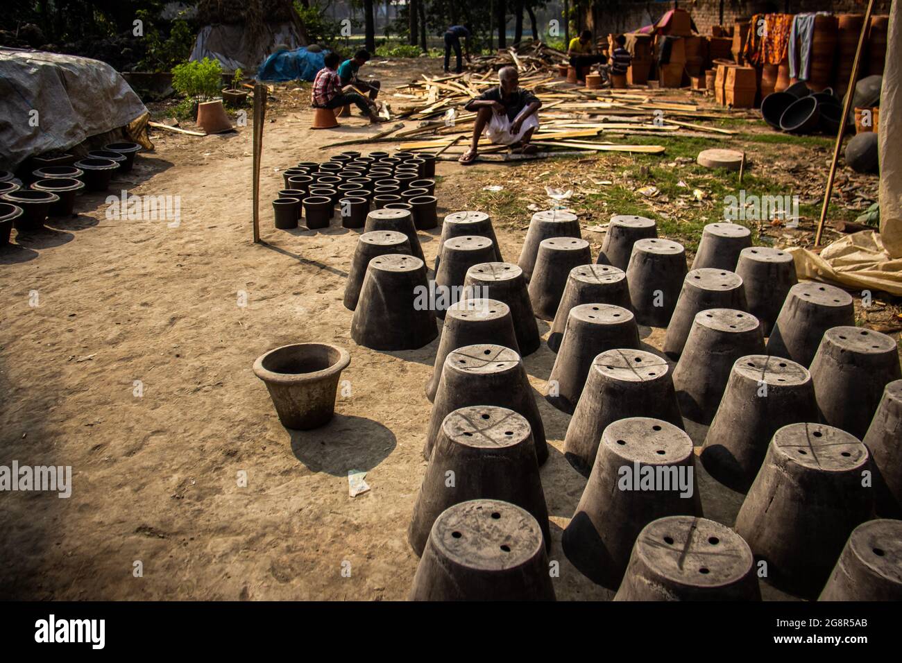 Pottery drying by sunlight. This image was captured on January-23-2028 ...