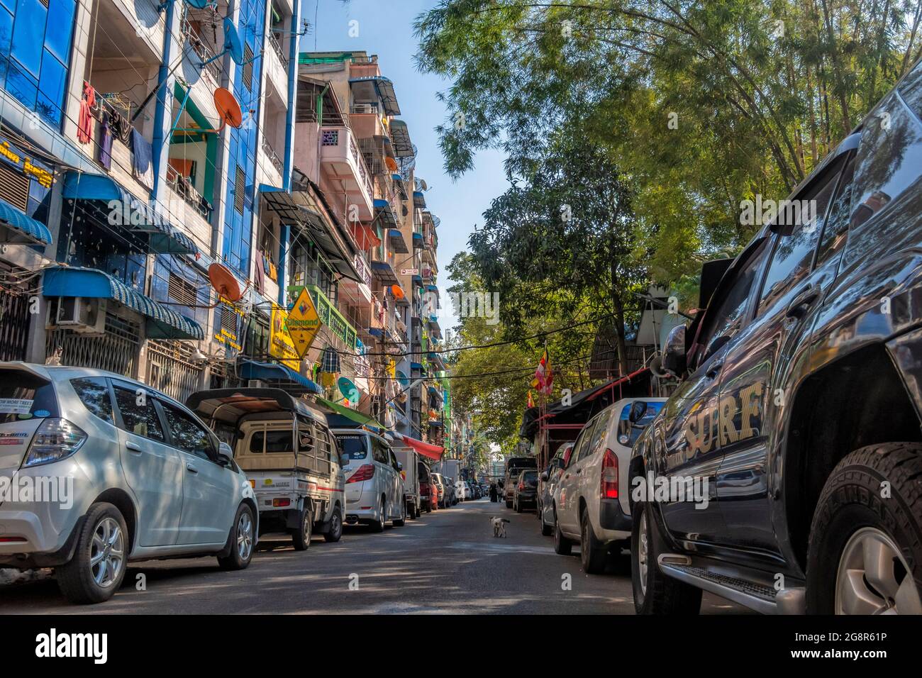 Busy street in downtown Yangon, Myanmar Stock Photo - Alamy