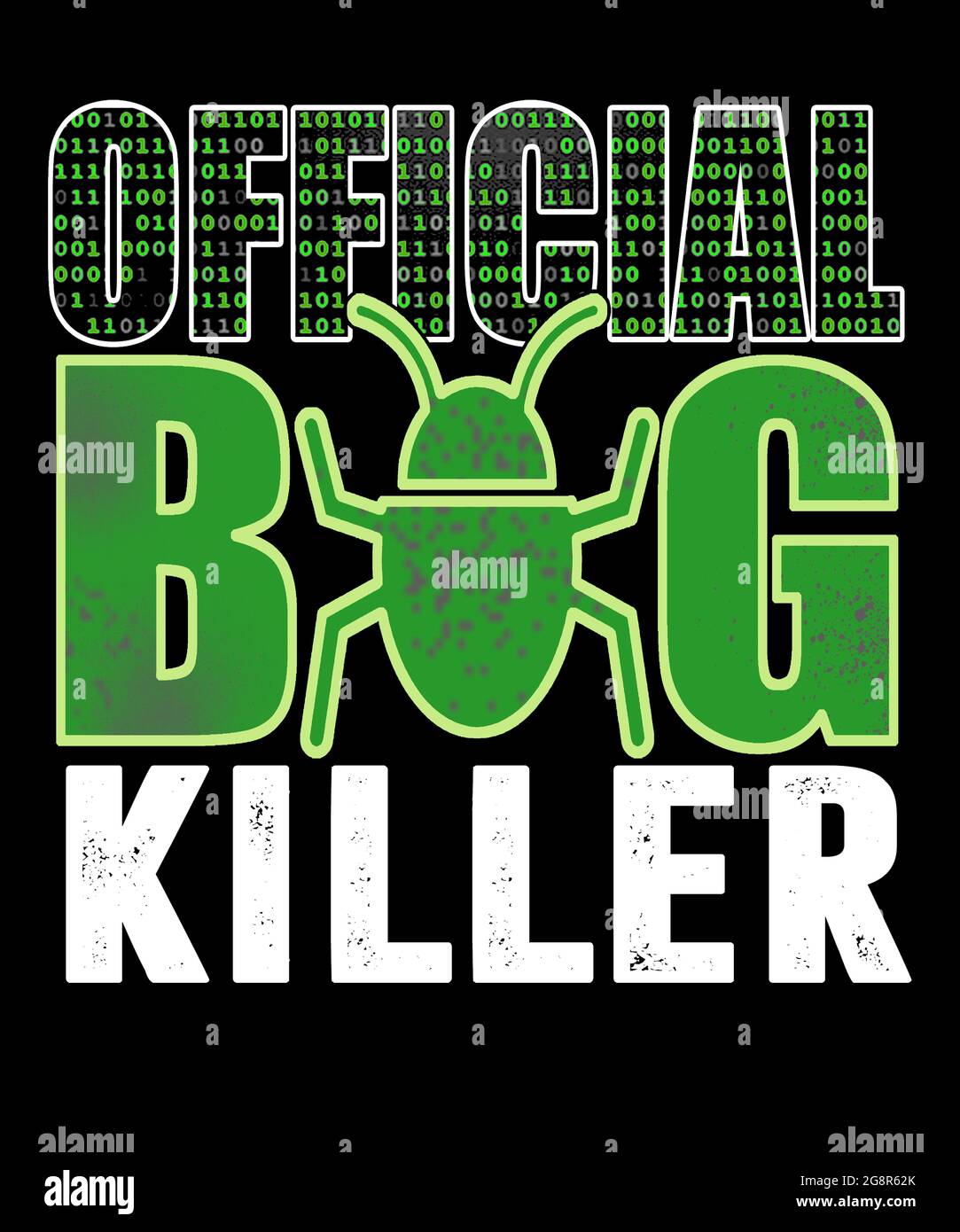 Official bug killer graphic text illustration with an insect on a black ...