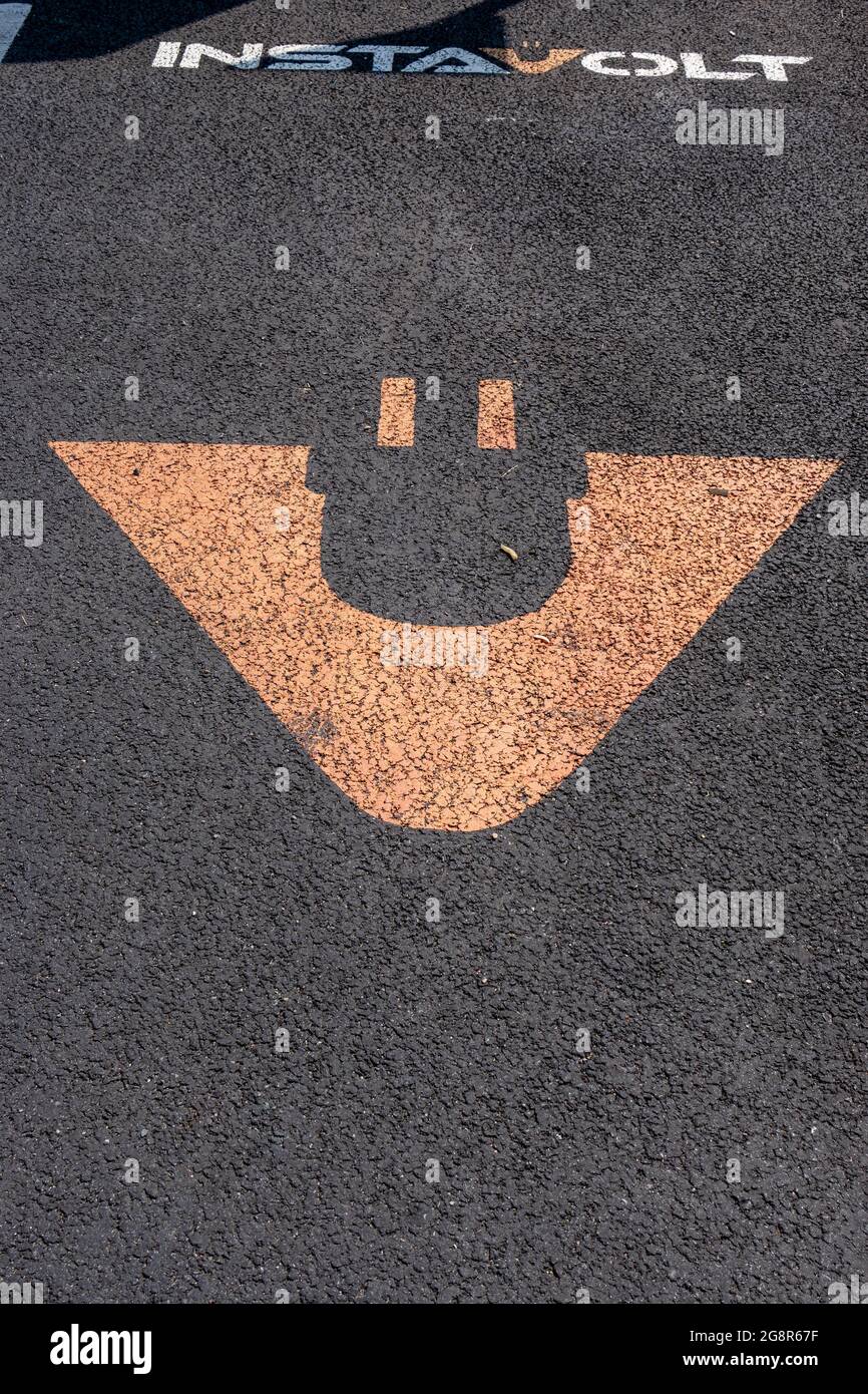 Instavolt fast charging point for electrric vehicles sign on the car ...