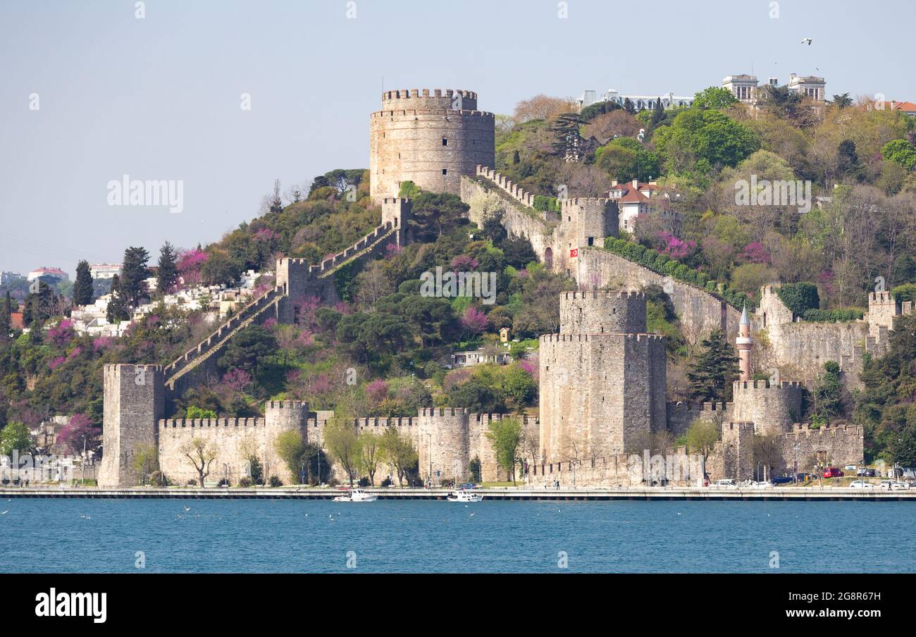 Rumelian Castle in Bosphorus Strait Coast of Istanbul City, Turkey ...