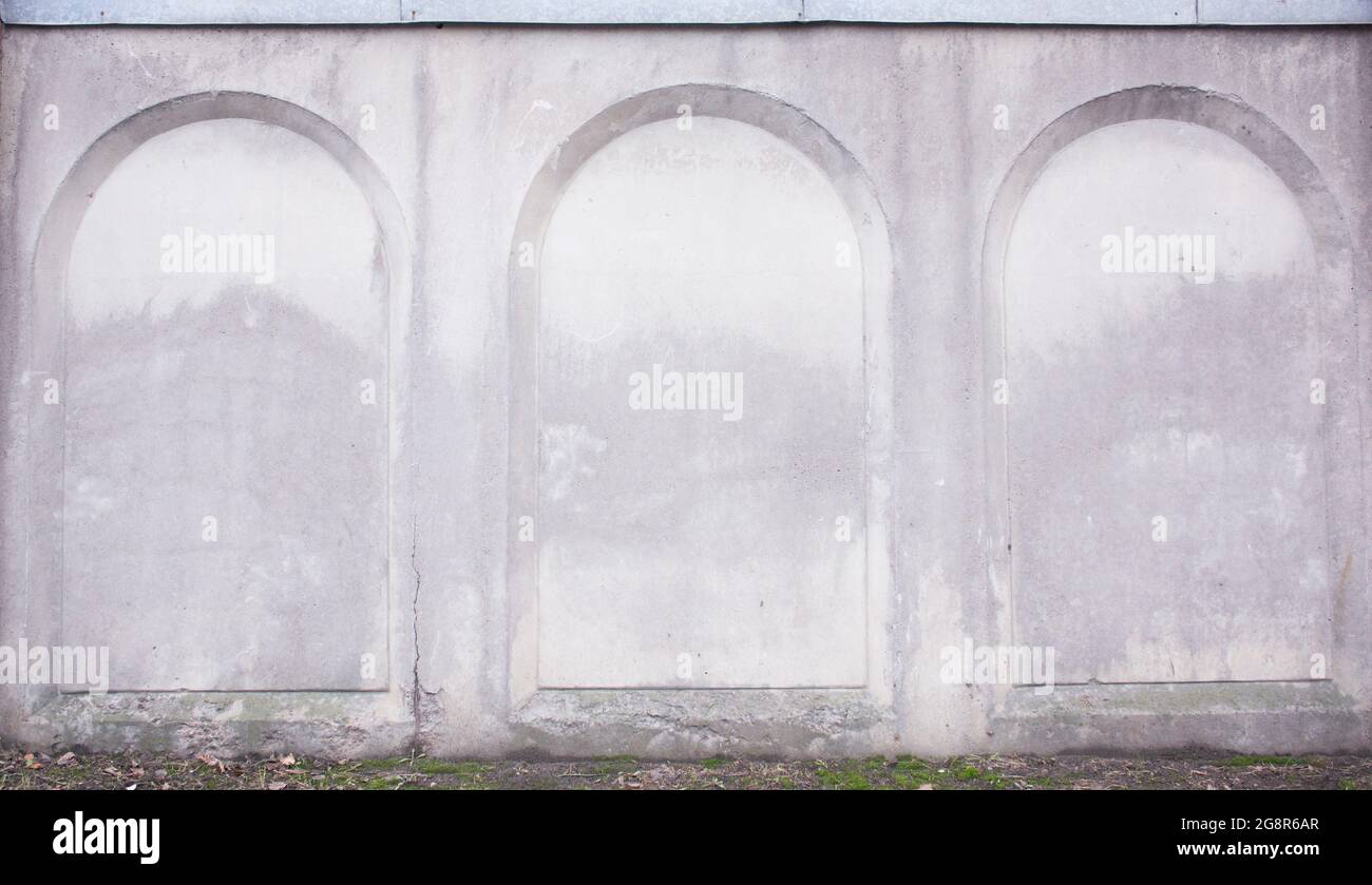 concrete wall pattern in arch shape. architecture of ceiling arch in ...